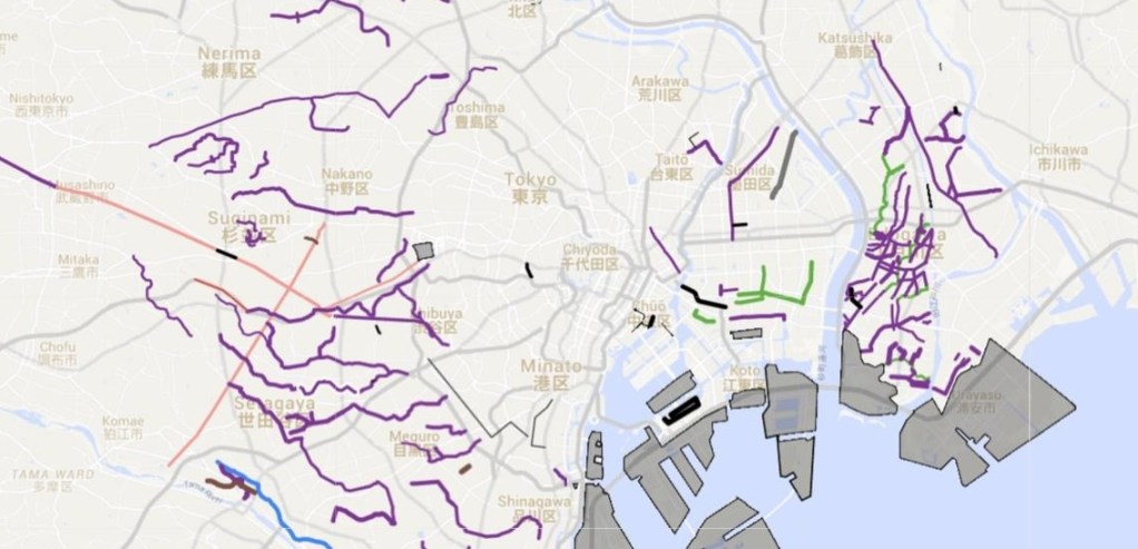 Walking on water: the underground rivers of Tokyo 東京の地下河川や運河の地図 – the ...